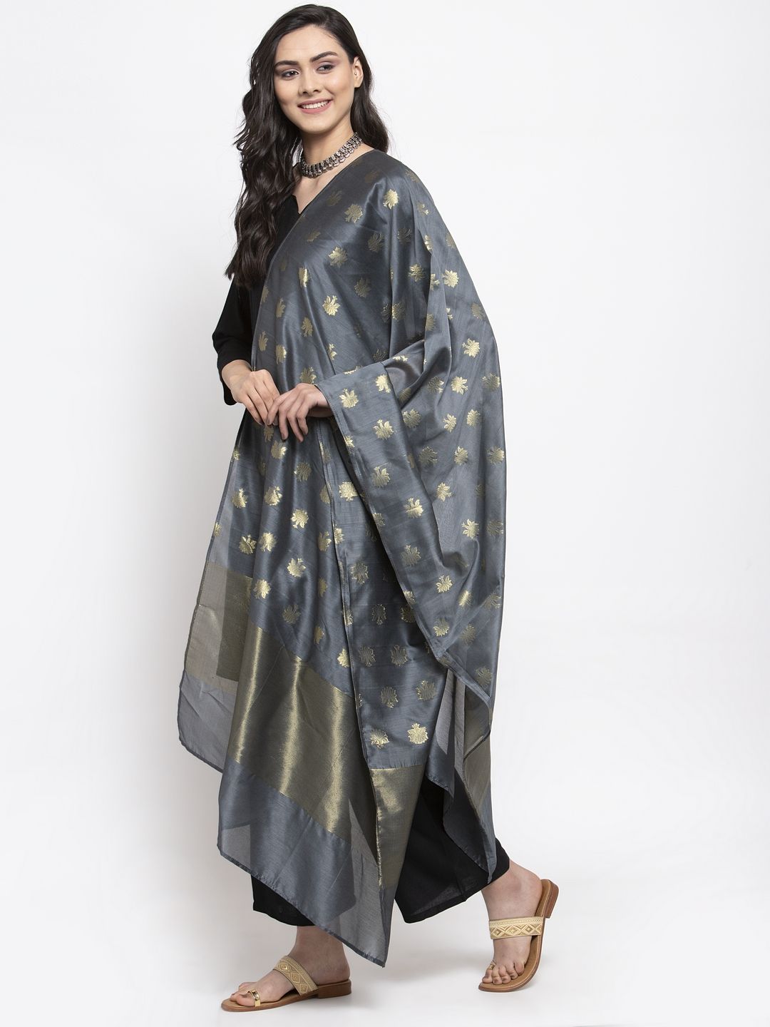 Aastha Women Ethnic Dupatta Grey